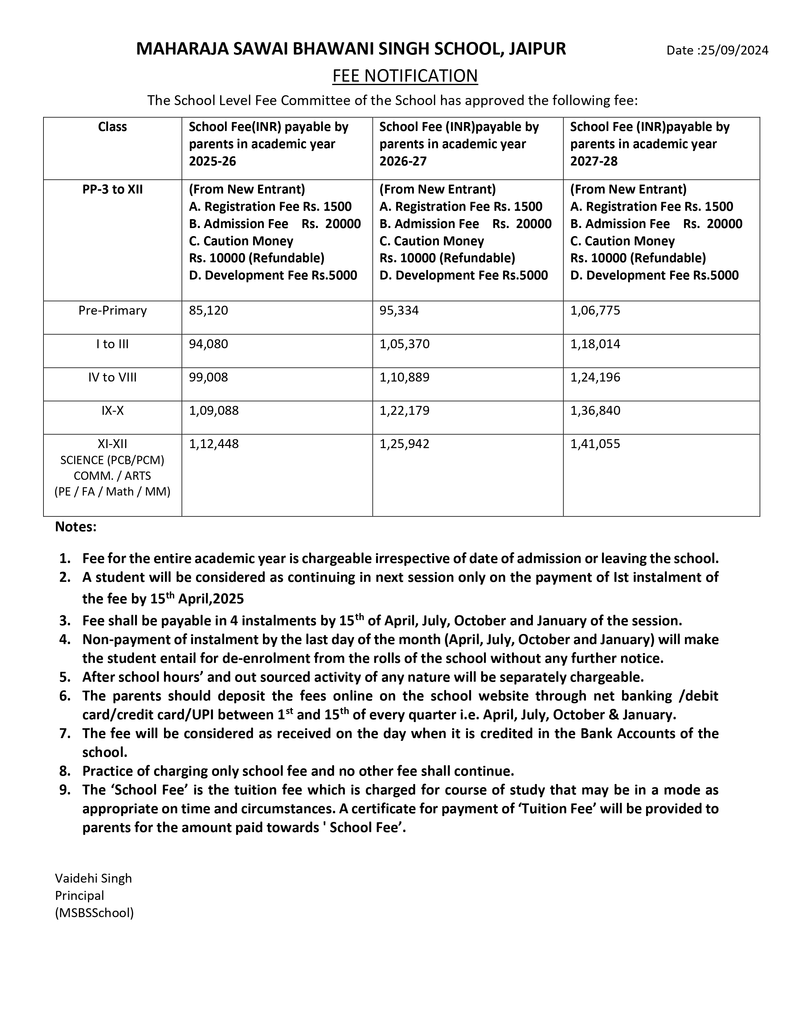 Maharaja Sawai Bhawani Singh School, Jaipur